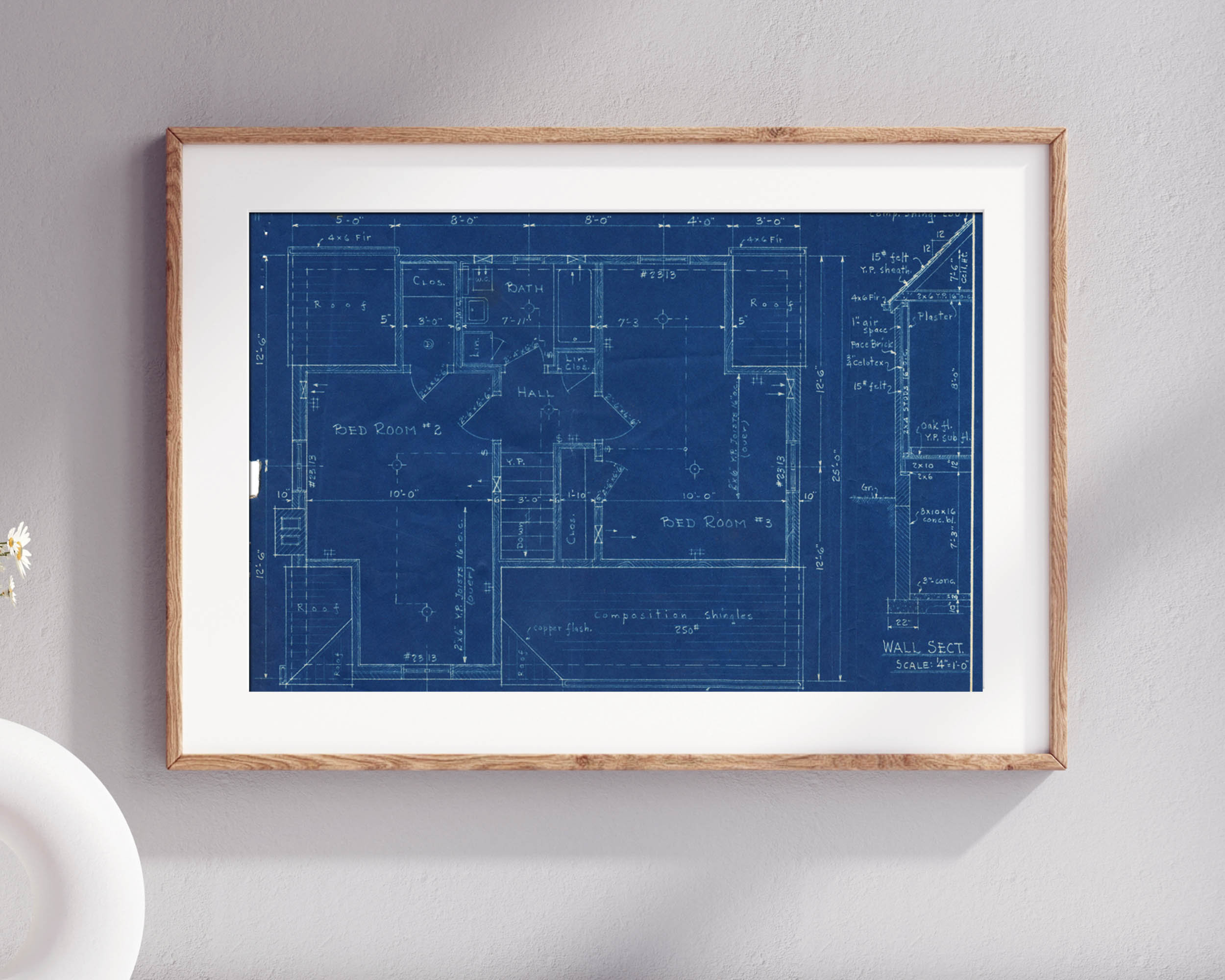 Vintage Hand Drawn Retro Architect's House Blueprints for Cape Cod ...