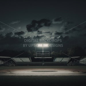 Night Baseball Field Backdrop, Set of 5, Sports Photography Background ...