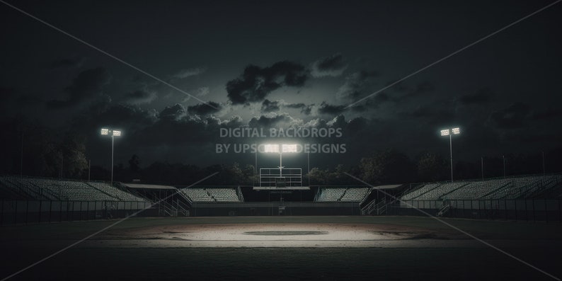 Night Baseball Field Backdrop, Set of 5, Sports Photography Background ...