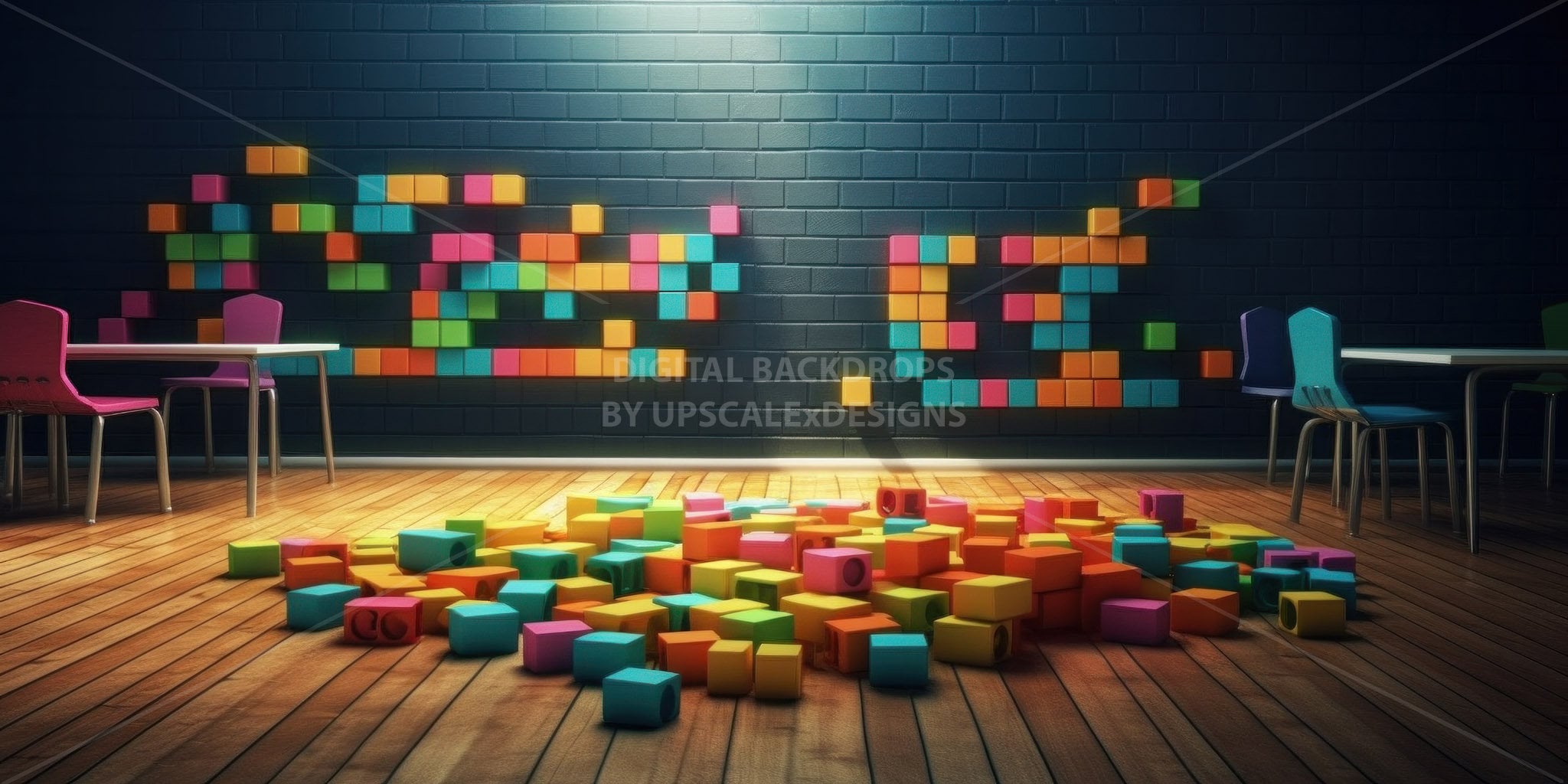 Grade School Classroom Interior Backdrop, Set of 6, School Photography ...