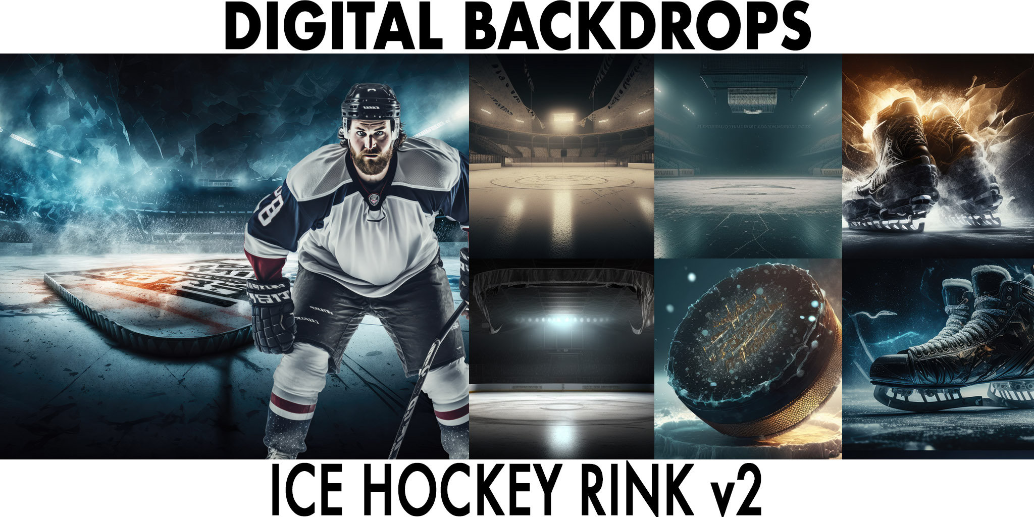 Ice Hockey Rink Background V2, Set of 6, Digital Photo Sports Teams ...