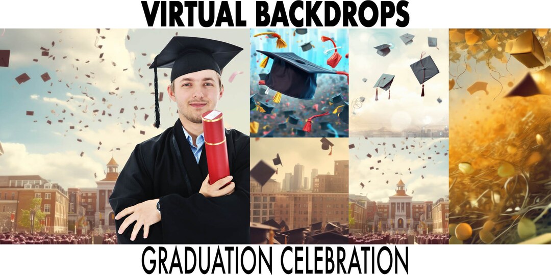 Graduation Virtual Backdrops, Set of 5, School Photography Background ...