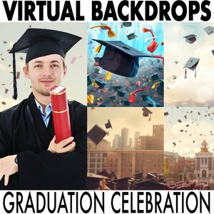 Graduation Virtual Backdrops, Set of 5, School Photography Background ...