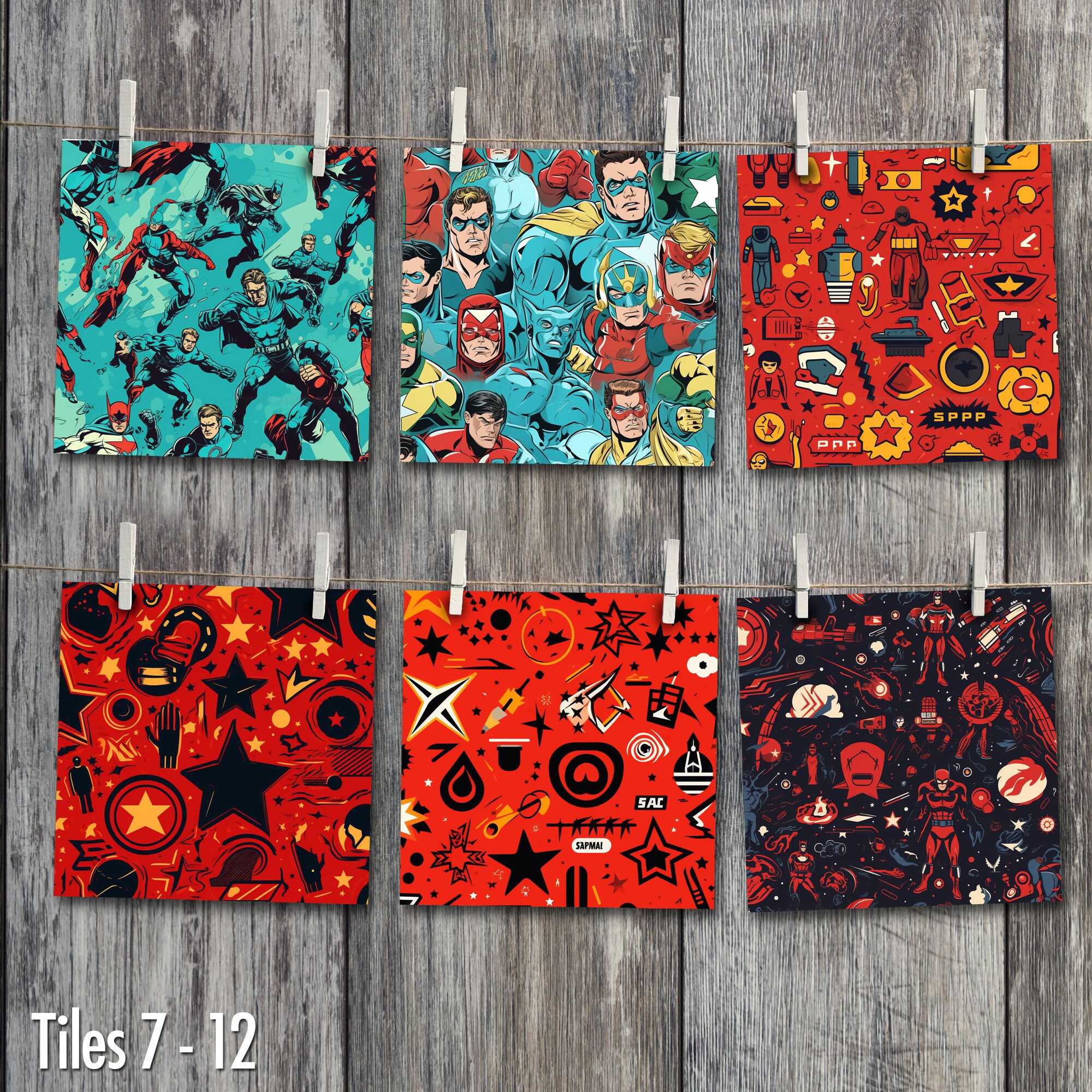 Superhero Digital Paper Packs Vol.2, Seamless Patterns, Comic Book ...