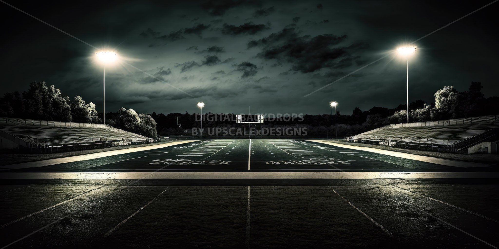 Night Football Field Backdrop V1, Set of 5, Digital Photo Sports ...