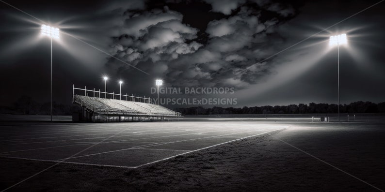 Night Football Field Backdrop V1, Set of 5, Digital Photo Sports ...