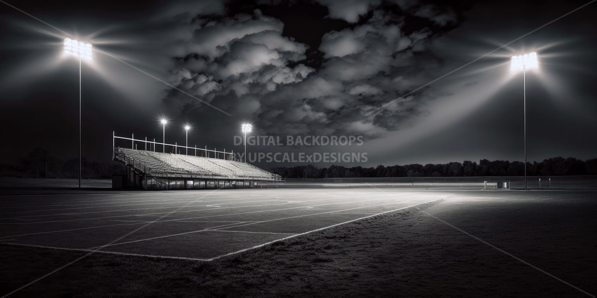 Night Football Field Backdrop V1, Set of 5, Digital Photo Sports ...