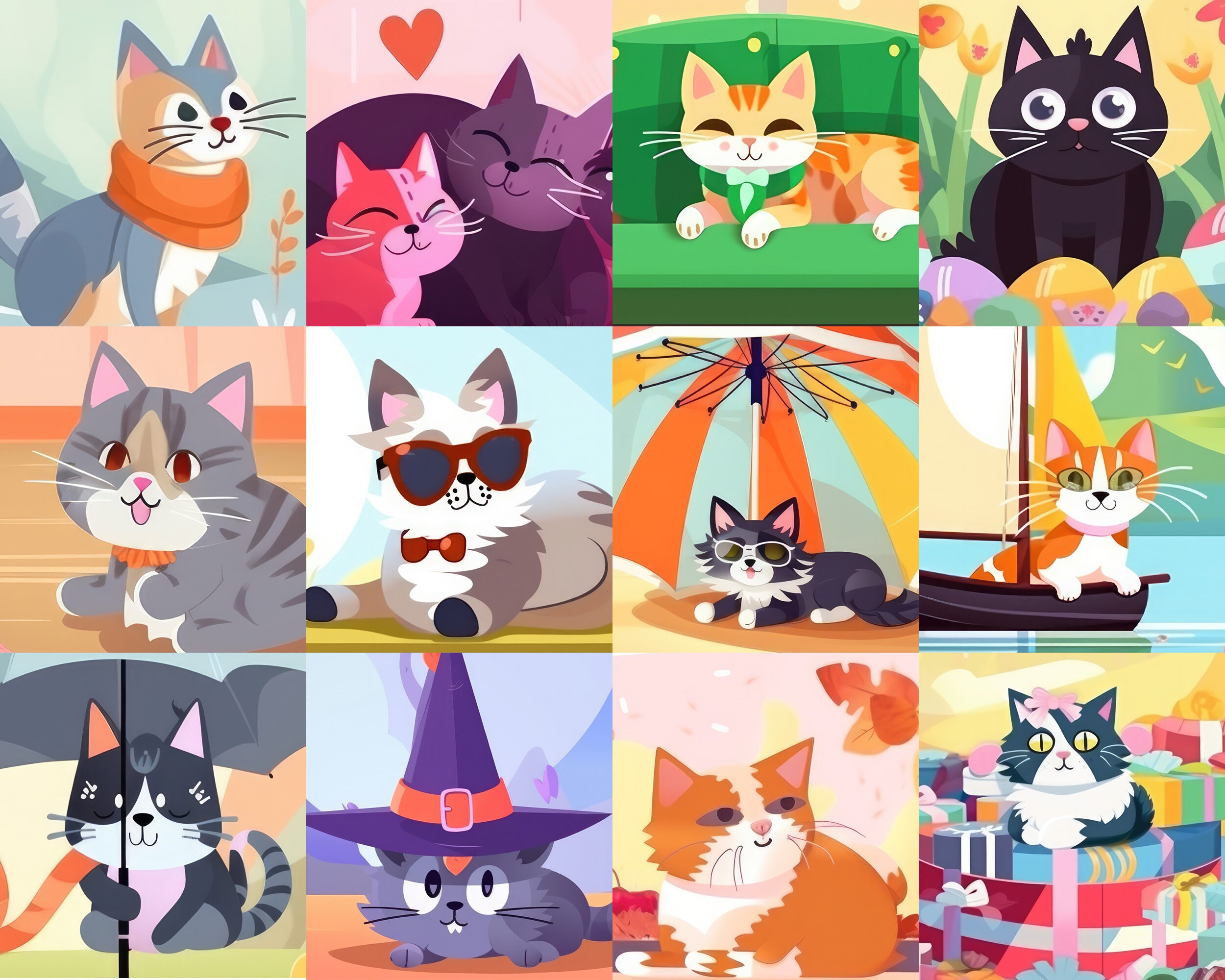 2024 Illustrated Cute Cat Calendar, Printable Calendar Daily Planner ...