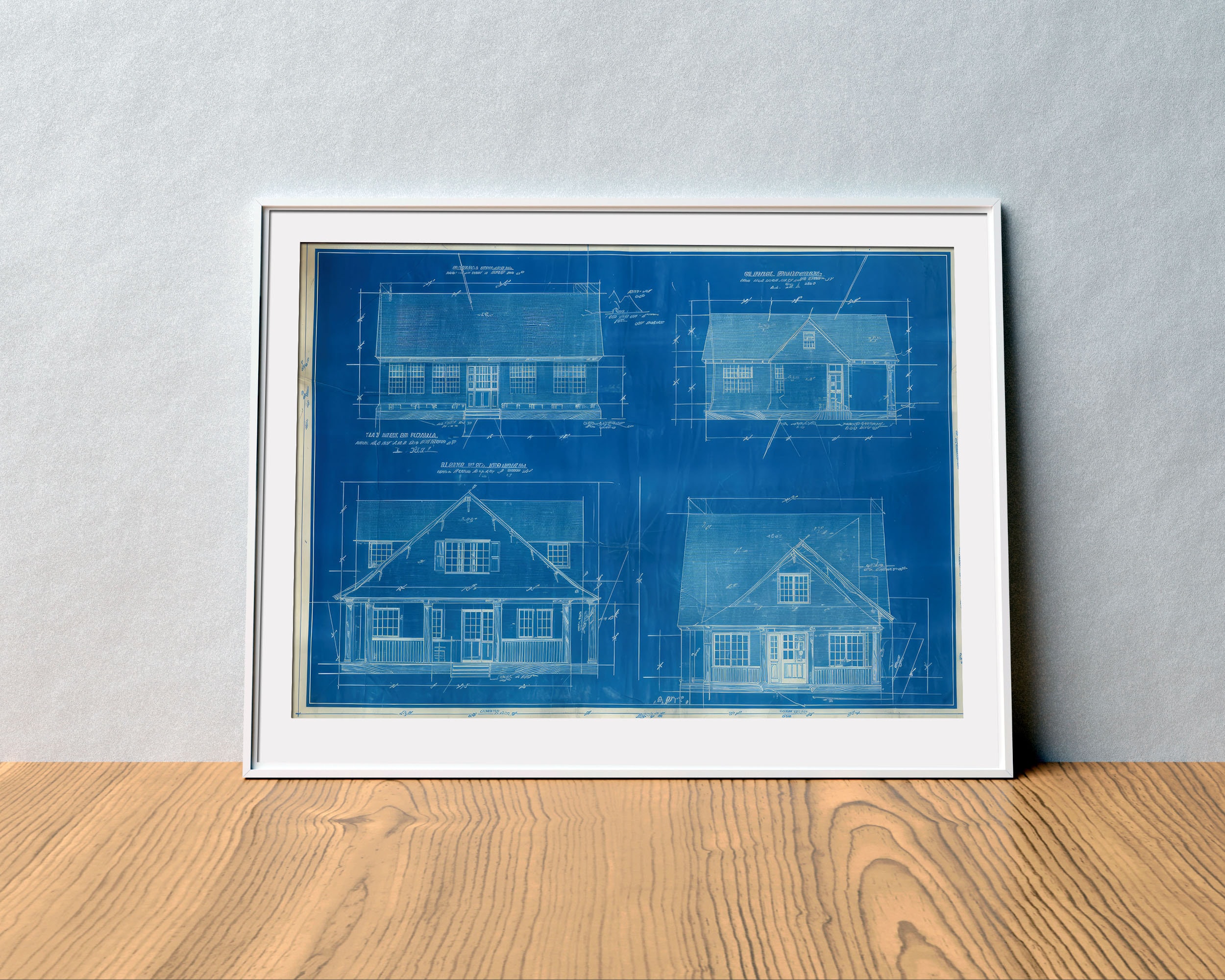 Vintage Blueprints of American Home, Bundle of 6 Illustrations ...