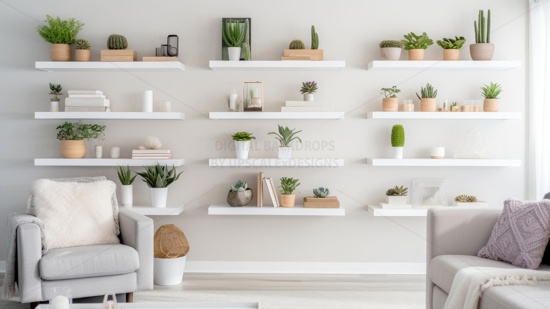 Clean Living Room, Virtual Backgrounds V2, 5 Image Bundle Use for ...