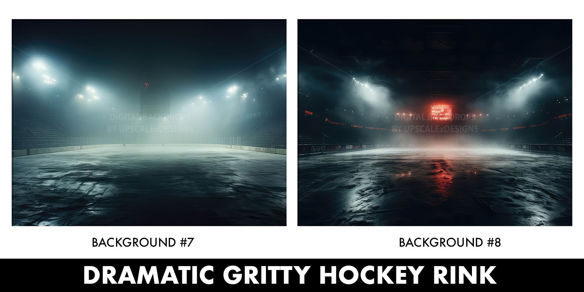 Ice Hockey Rink Background V4, Set of 8, Digital Illustration Sports ...