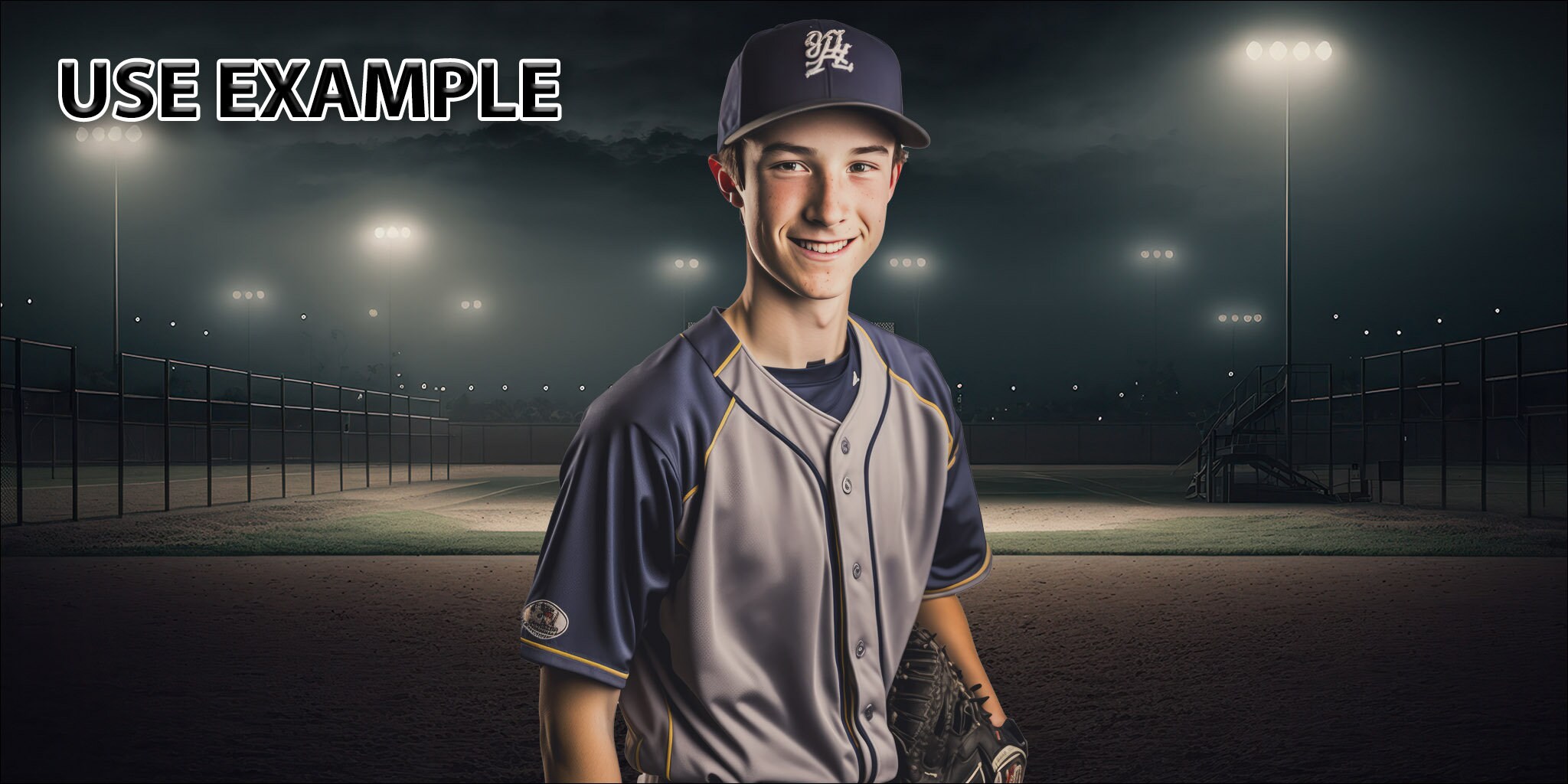 Night Baseball Field Backdrop, Set of 5, Sports Photography Background ...