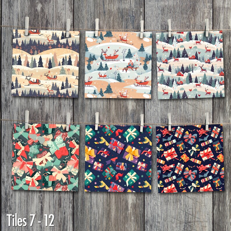 Festive Christmas Digital Tile Paper, Tile Patterns, Holiday ...
