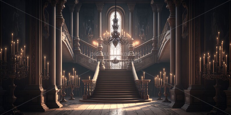 Medieval Castle Staircase Backdrop, Set of 8, Princess Photography ...