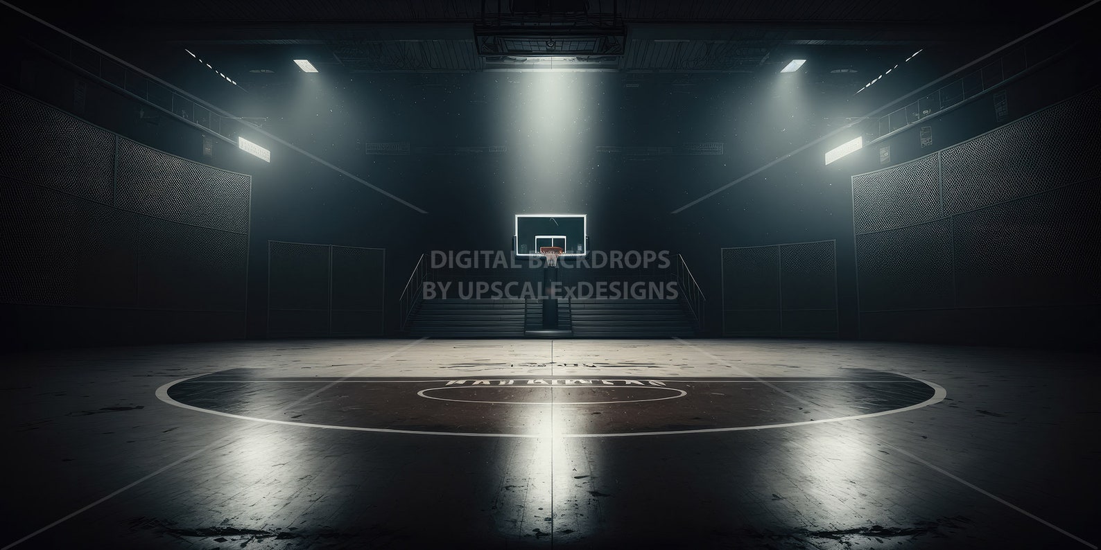 Basketball Court Backdrop, Set of 6, Digital Photo Sports Arena ...