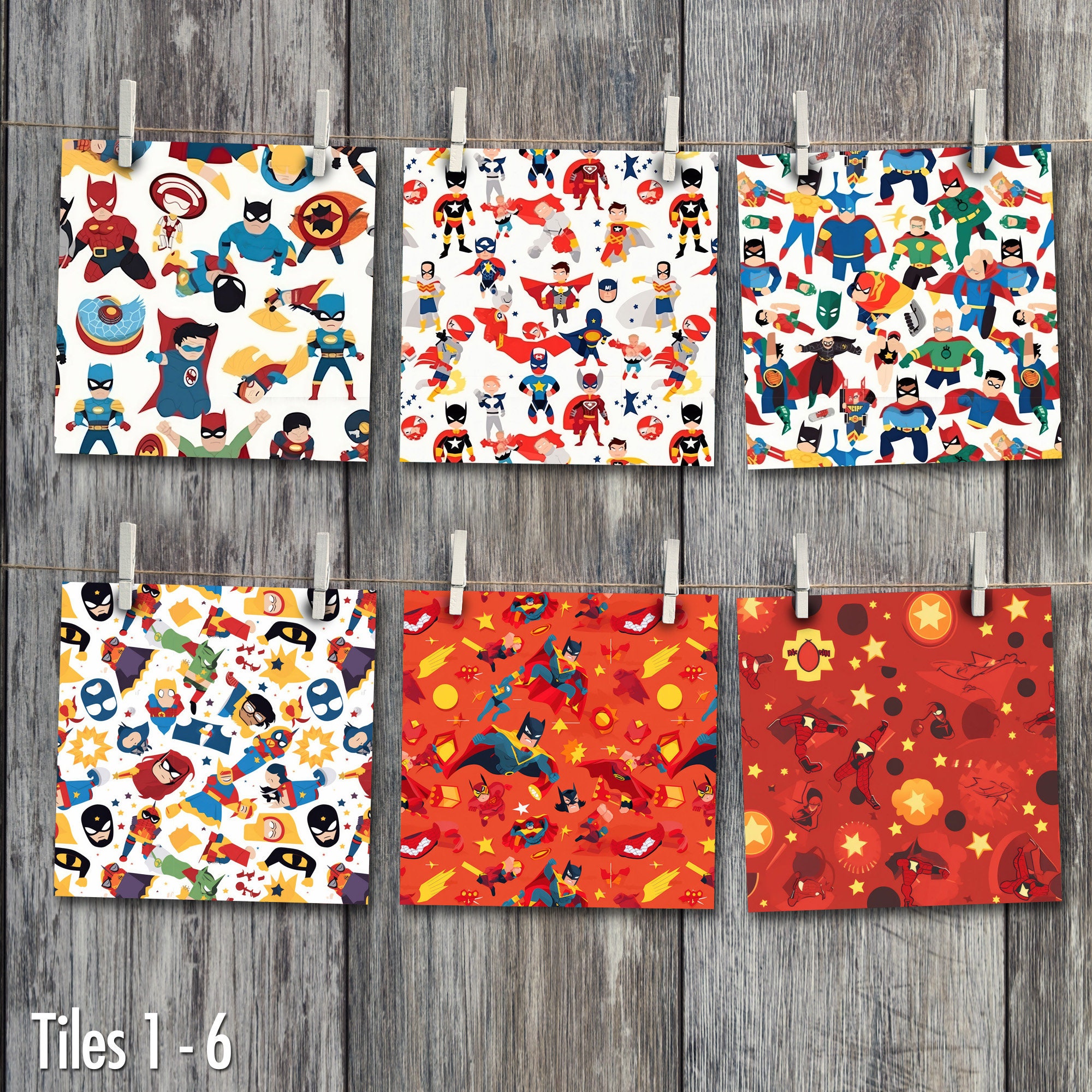 Superhero Digital Paper Packs Vol.1, Seamless Patterns, Comic Book ...