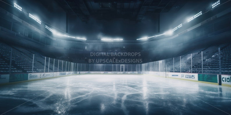 Ice Hockey Rink Background V3, Set of 5, Digital Illustration Sports ...