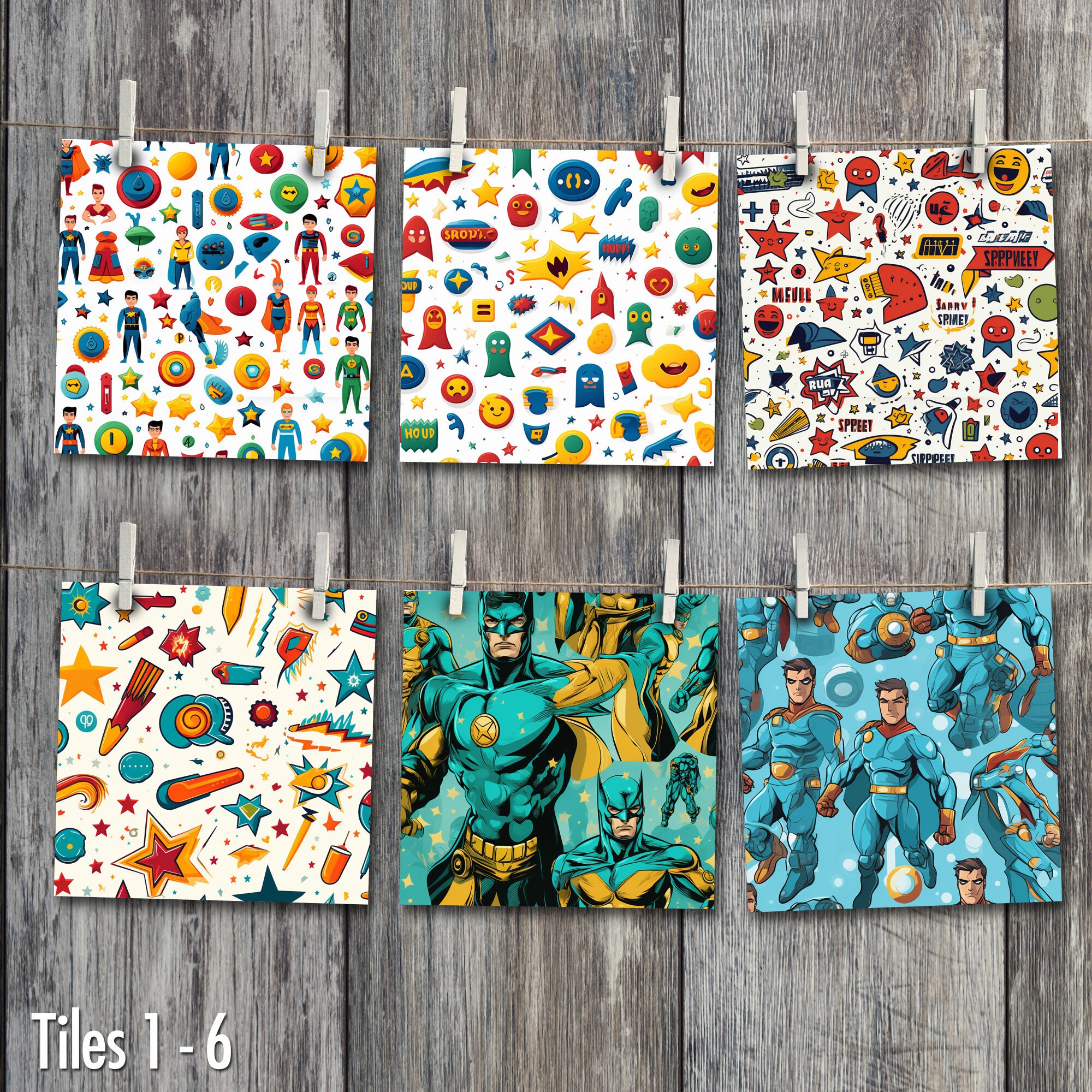 Superhero Digital Paper Packs Vol.2, Seamless Patterns, Comic Book ...