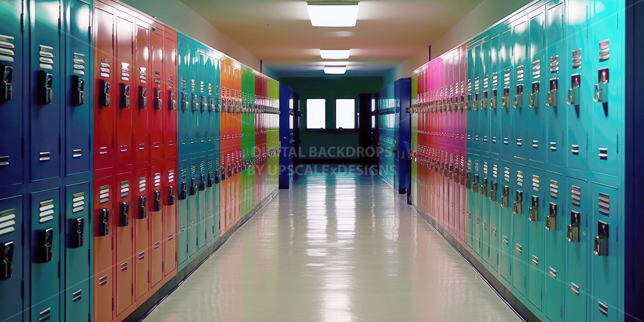 Modern School Hallways Interior Backdrop, Set of 5, School Photography ...
