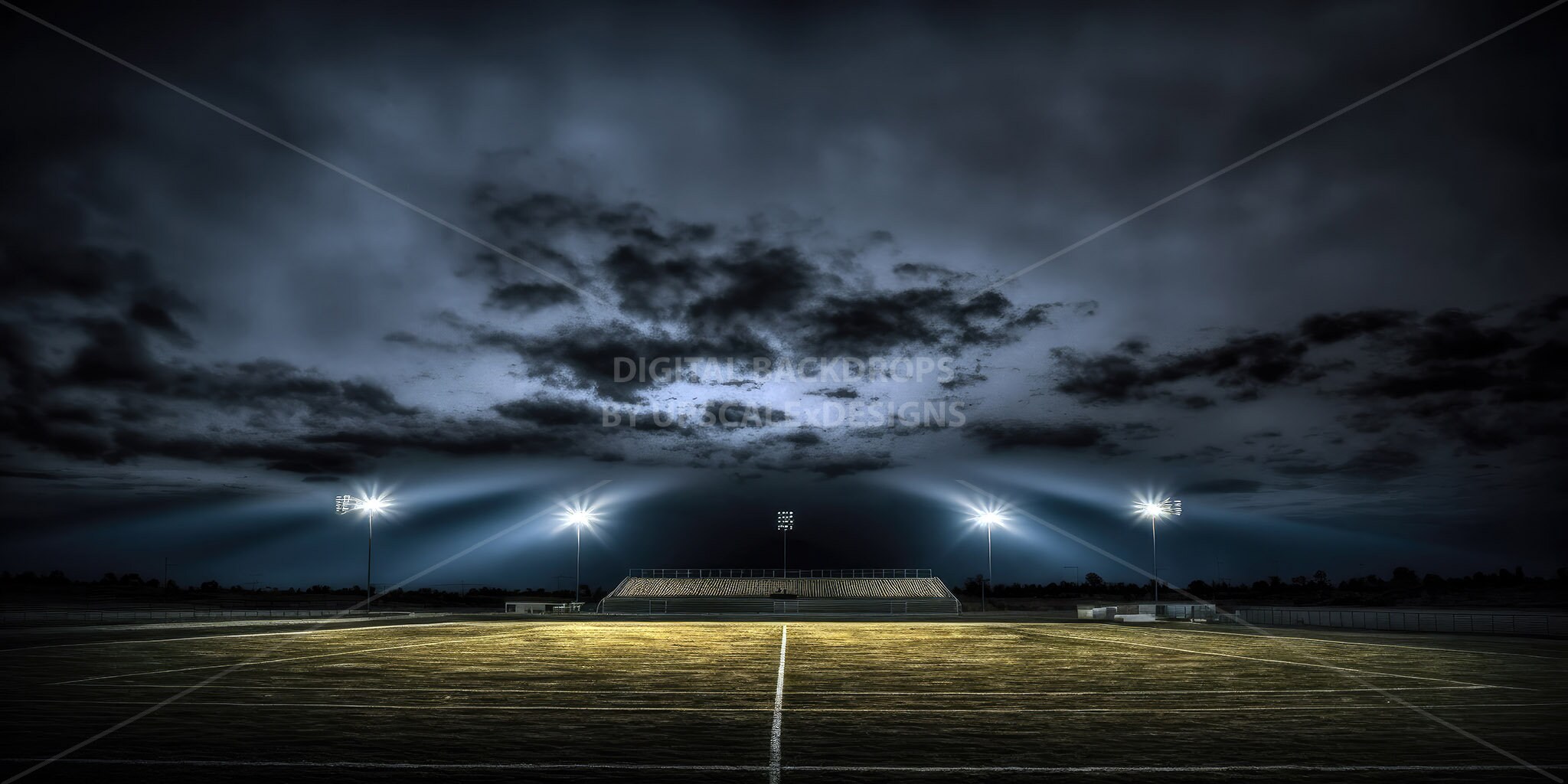 Night Football Field Backdrop V1, Set of 5, Digital Photo Sports ...