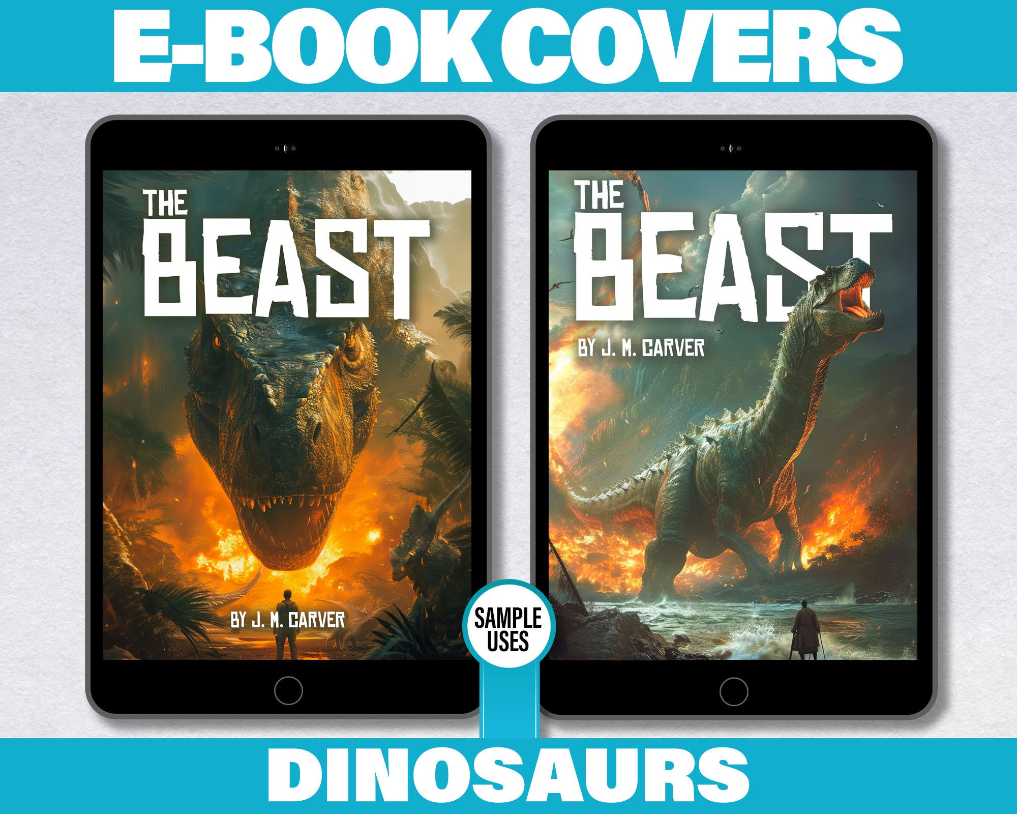 E-book Cover Templates for Dinosaur Ebook Bundle of 4 Images for ...