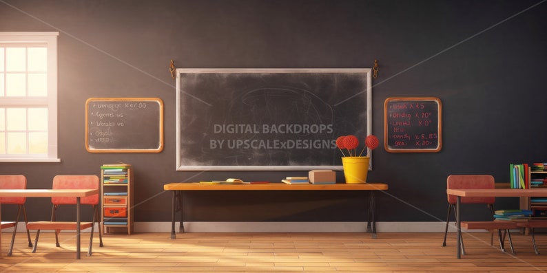 Grade School Classroom Interior Backdrop, Set of 6, School Photography ...