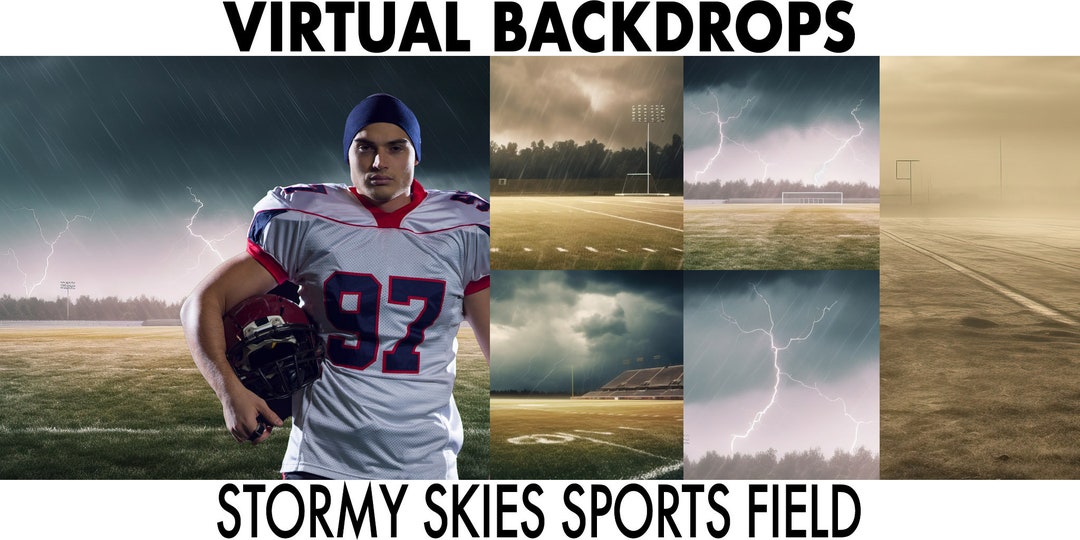 Stormy Skies Sports Field Arena Backdrops, Set of 4, Team Photography ...