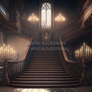 Medieval Castle Staircase Backdrop, Set of 8, Princess Photography ...