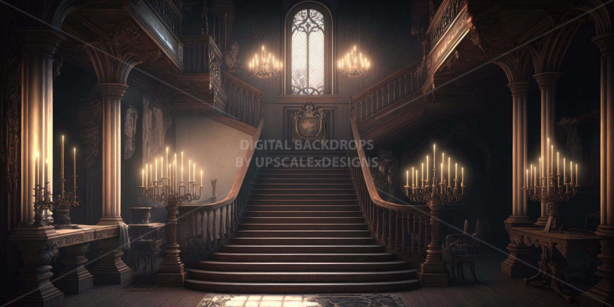 Medieval Castle Staircase Backdrop, Set of 8, Princess Photography ...
