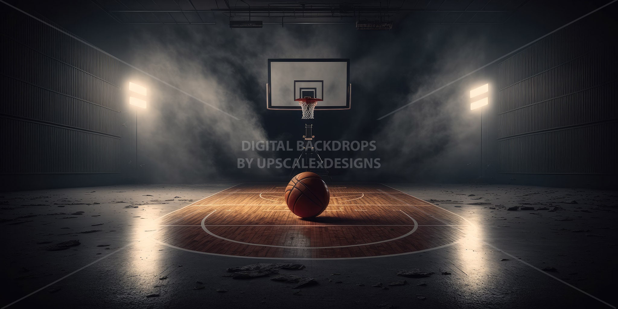 Basketball Court Backdrop, Set of 6, Digital Photo Sports Arena ...