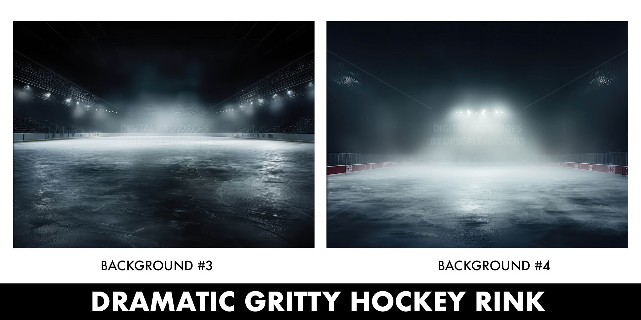 Ice Hockey Rink Background V4, Set of 8, Digital Illustration Sports ...