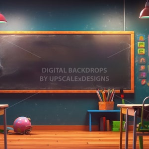 Grade School Classroom Interior Backdrop, Set of 6, School Photography ...