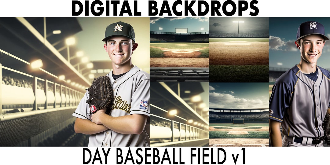 Day Baseball Field Backdrop V1, Set of 4, High School Sports Team ...
