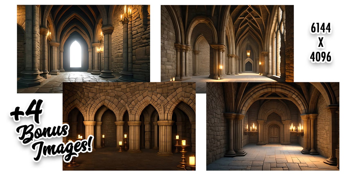 Medieval Fantasy Castle Background V1, Set of 8, Interior Photography ...