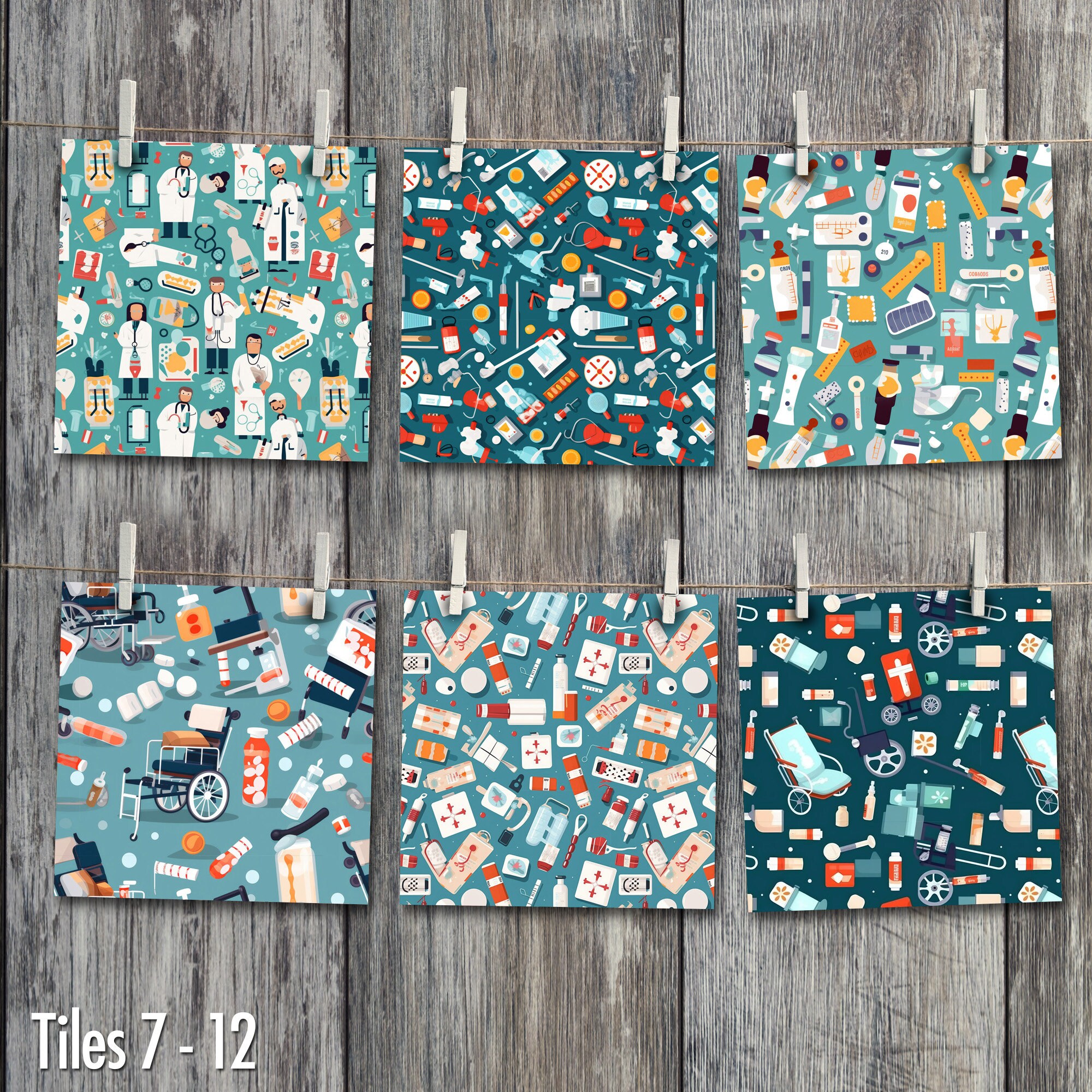 Nurse and Doctor Digital Paper Packs, Seamless Patterns, Medical ...