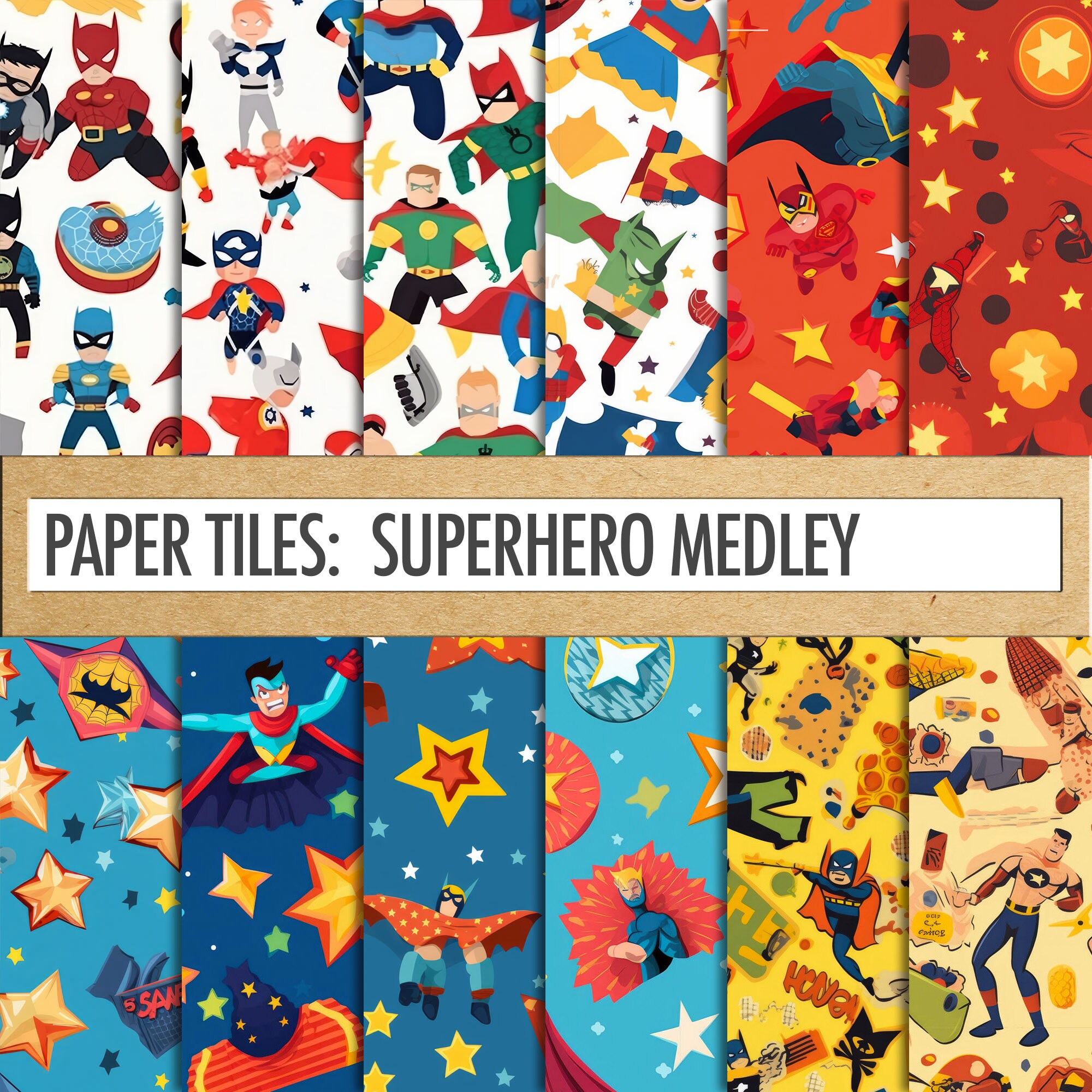 Superhero Digital Paper Packs Vol.1, Seamless Patterns, Comic Book ...