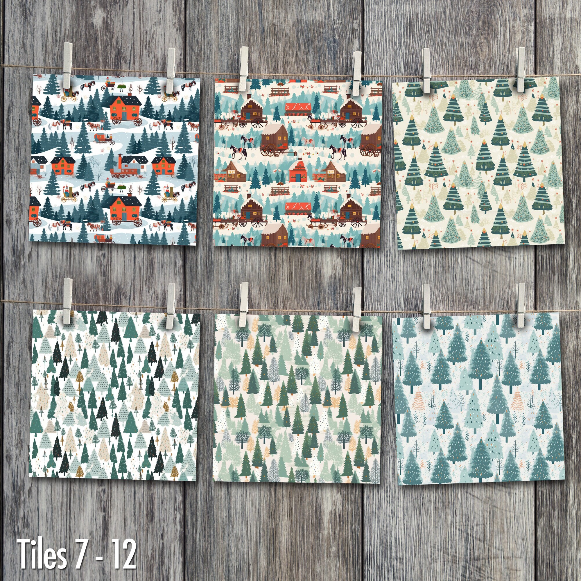 Winter Wonderland Digital Tile Paper, Tile Patterns, Holiday ...