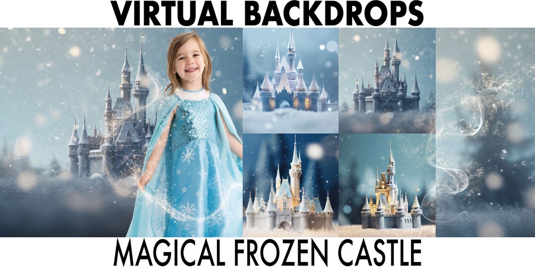 Magical Frozen Castle Backdrops, Set of 4, Enchanted Winter Snow ...