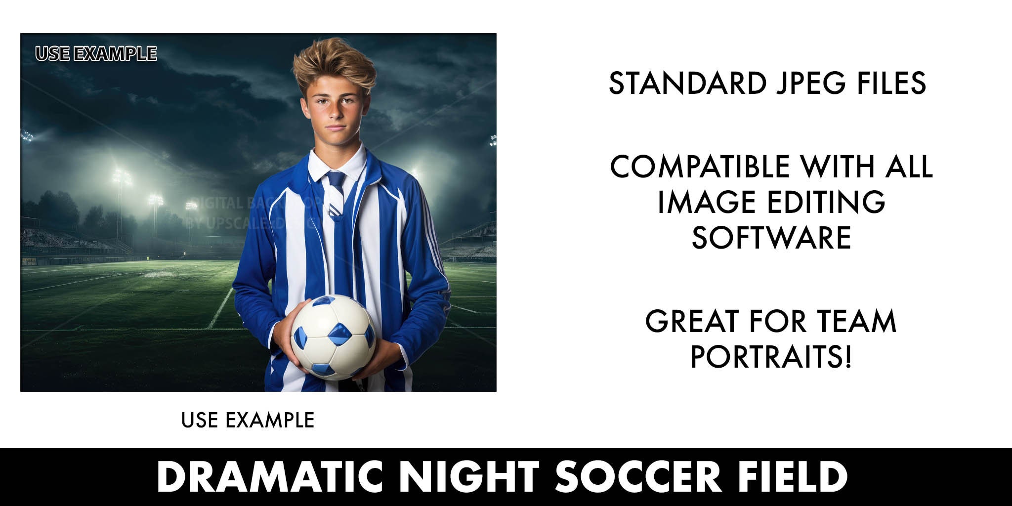 Night Soccer Field Arena Backdrop, Set of 8, Photography School Sports ...