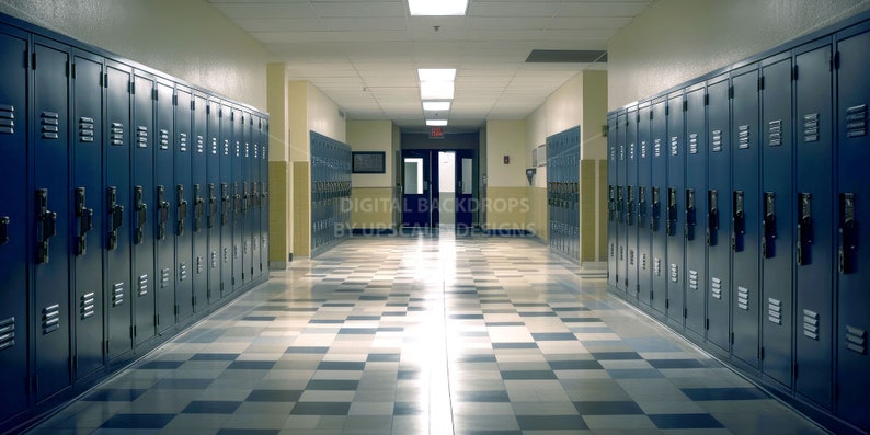 School Hallway Photography Backdrop, Portrait Studio Overlays (digital ...