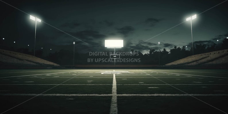 Night Football Field Backdrop V2, Set of 5, Stadium Photography Sports ...