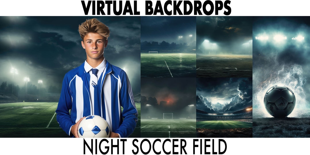 Night Soccer Field Arena Backdrop, Set of 8, Photography School Sports ...