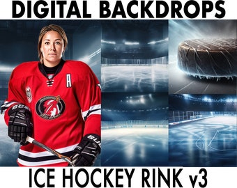 Ice Hockey Rink Background V4, Set of 8, Digital Illustration Sports ...