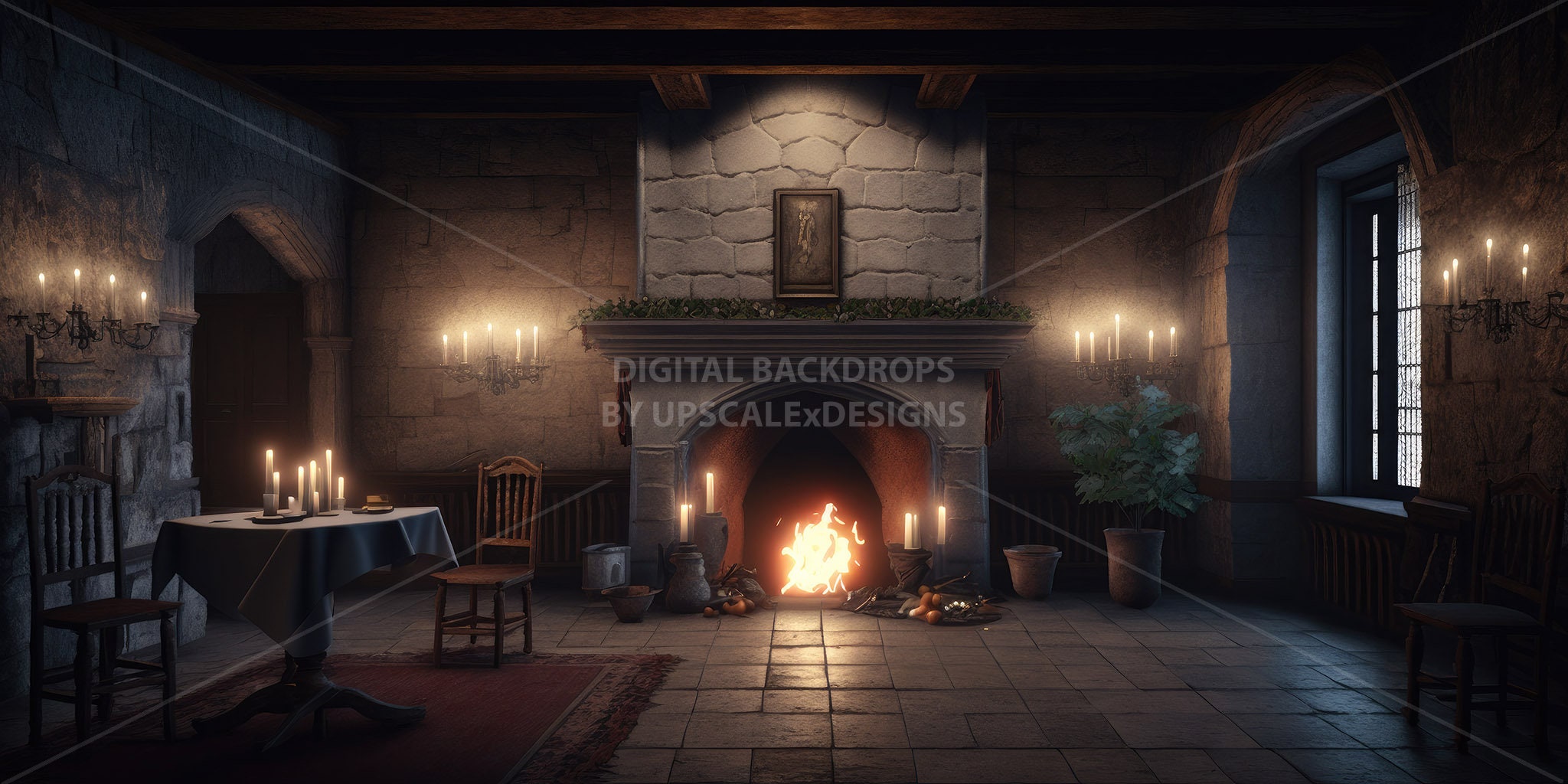 Medieval Fantasy Castle Background V1, Set of 8, Interior Photography ...