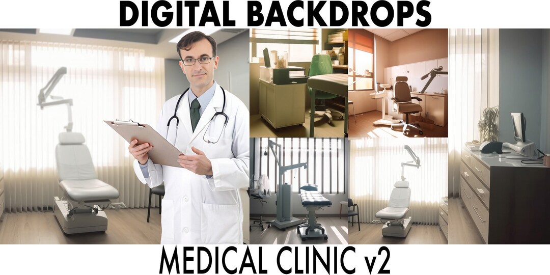 Medical Clinic Interiors Backdrop V2, Set of 4, Doctor Photography ...