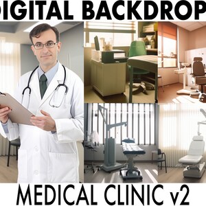 Medical Clinic Interiors Backdrop V2, Set of 4, Doctor Photography ...