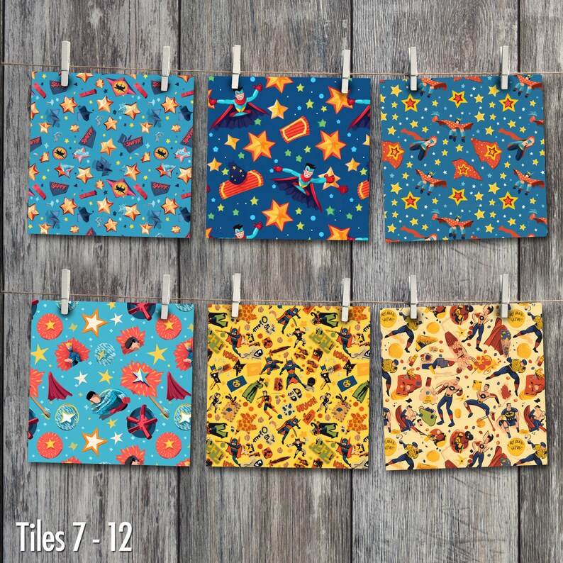Superhero Digital Paper Packs Vol.1, Seamless Patterns, Comic Book ...