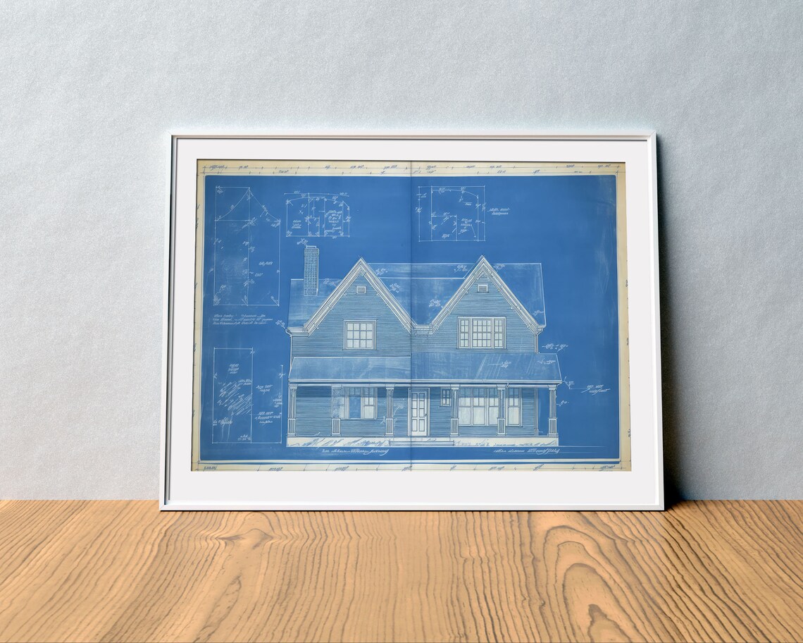 Vintage American Home Blueprints, Set of 6 Architecture Prints (digital ...