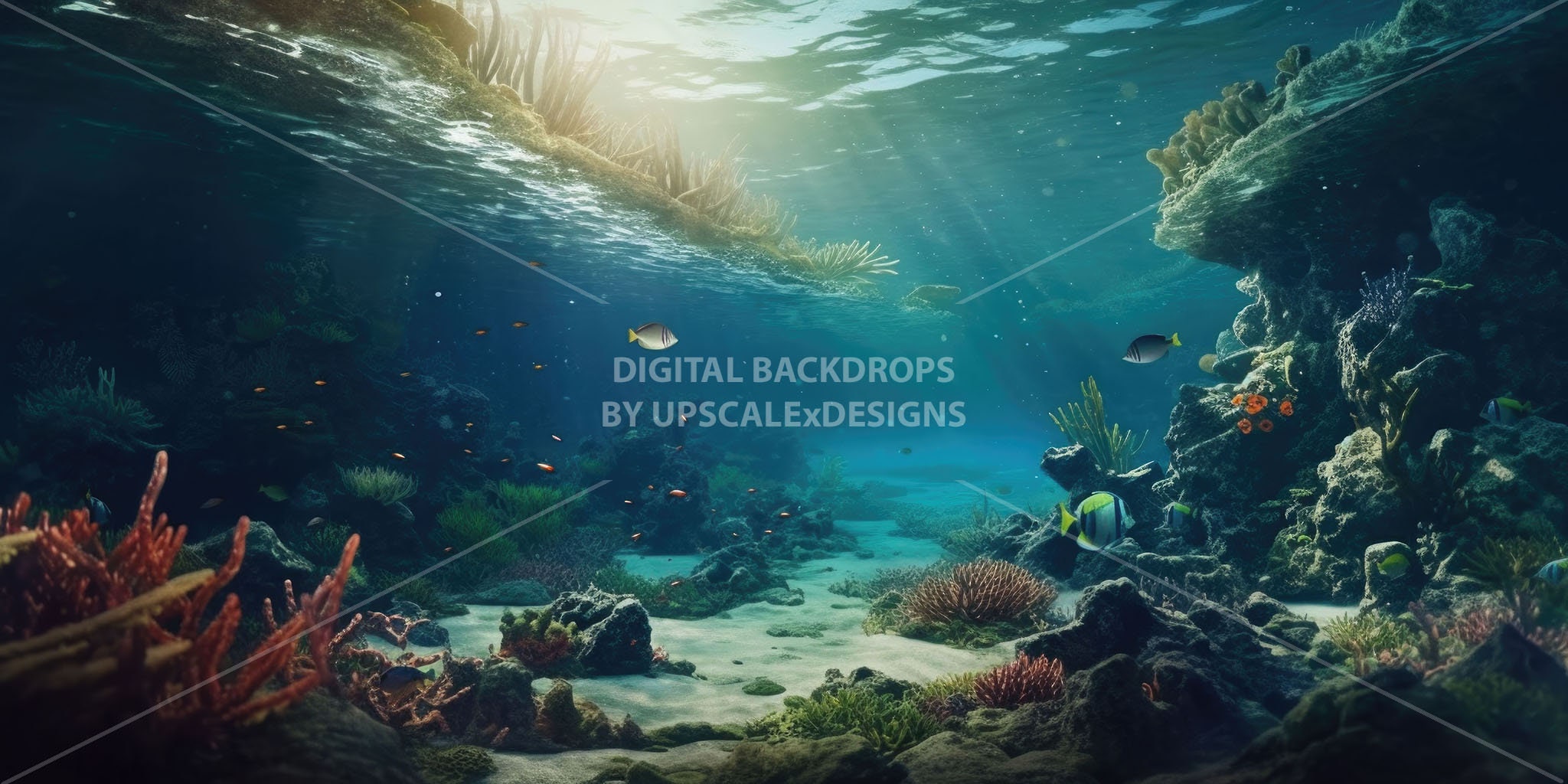 Underwater Virtual Backdrops, Set of 7, Ocean Photography Background ...