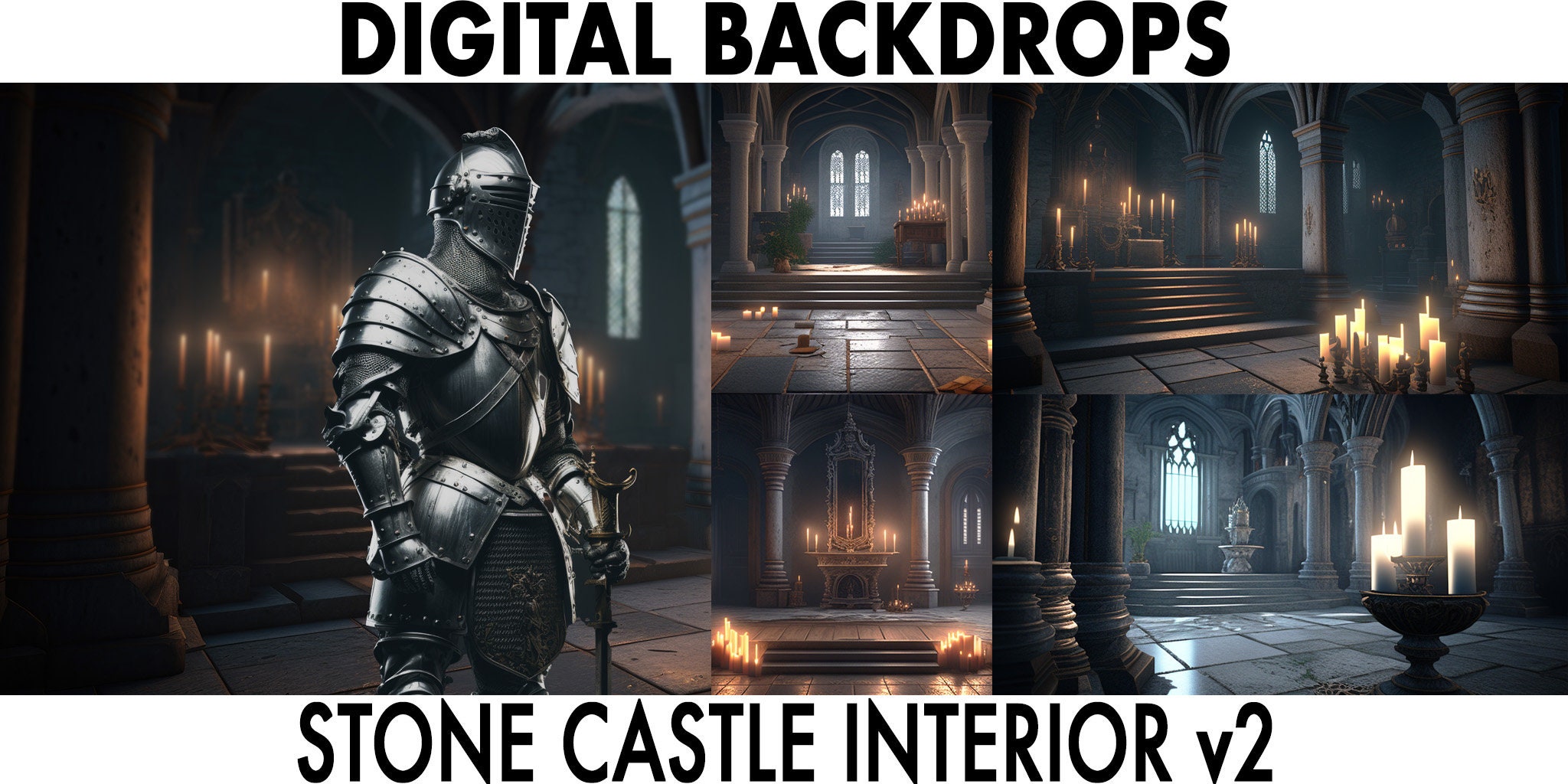 Medieval Fantasy Castle Backdrop Interior V2, Set of 8, Photography ...